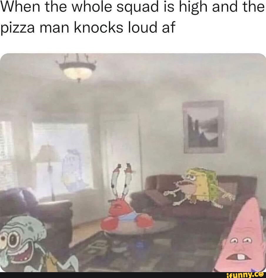 When the whole squad is high and the pizza man knocks loud af - iFunny