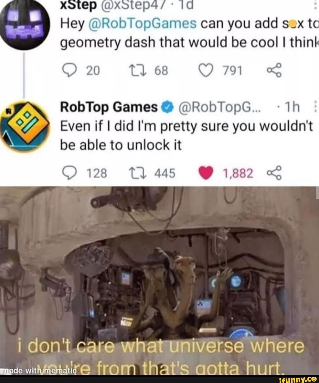 Hey Robtopgames Can You Add Sex Tc Geometry Dash That Would Be Cool I