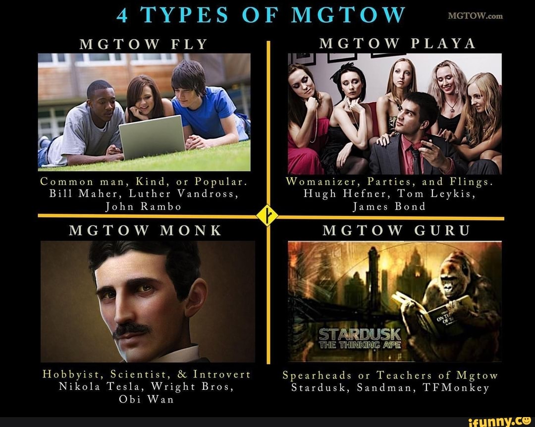 4 TYPE S OF MG OW MCTOW MGTOW FLY MGTOW PLAYA L : Common man, Kind, or ...