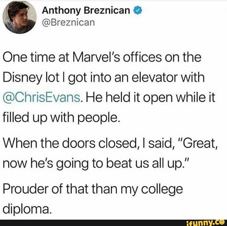 One time at Marvel's offices on the Disney lot I got into an elevator ...