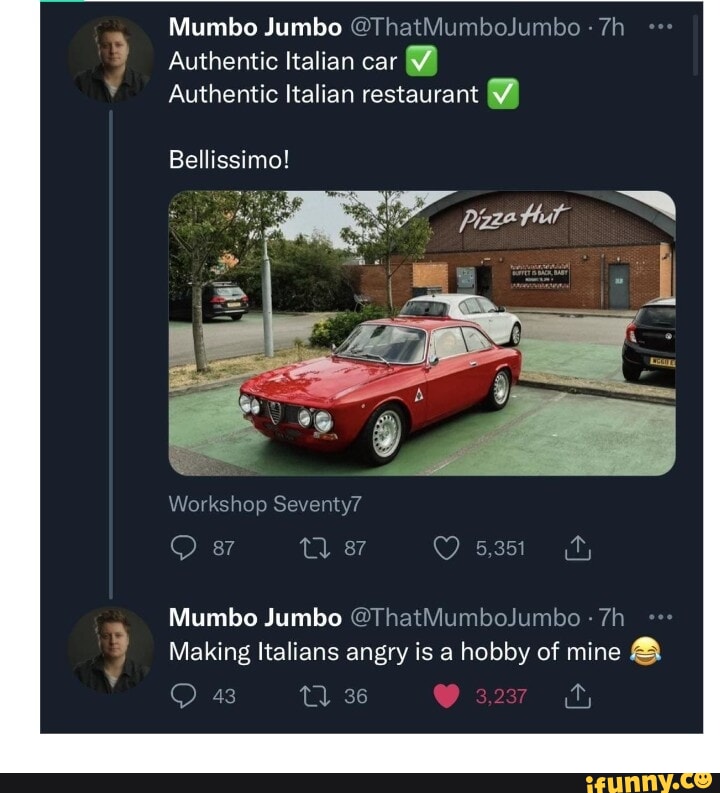 Mumbo Jumbo @ThatMumboJumbo Authentic Italian car Authentic Italian ...