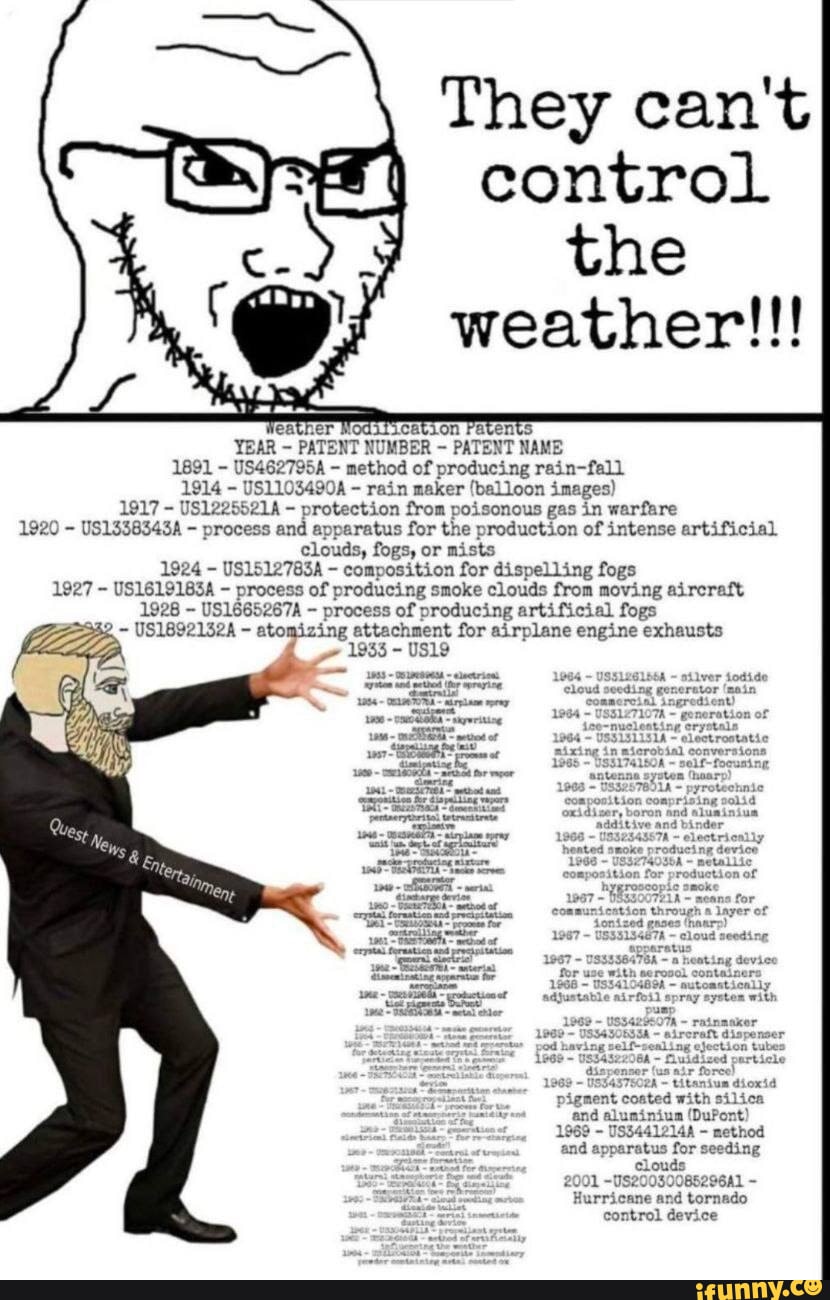 They can't control the weather!!! YEAR PATENT NUMBER - PATENT NAME 1891 ...