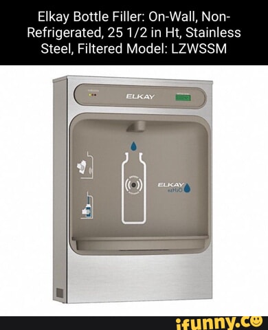 Elkay Bottle Filler: On-Wall, Non- Refrigerated, 25 in Ht, Stainless ...