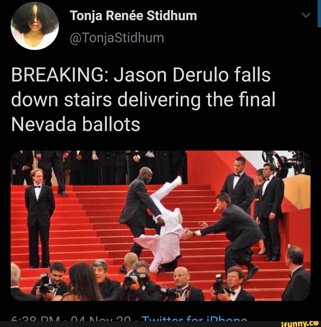 BREAKING: Jason Derulo falls down stairs delivering the final Nevada ...