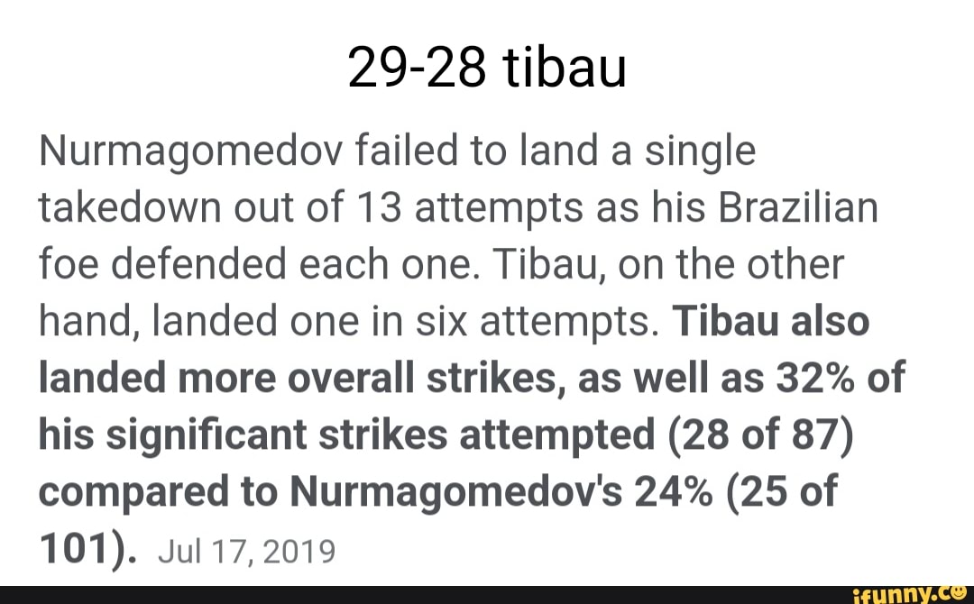 29-28 tibau Nurmagomedov failed to land a single takedown out of 13 ...