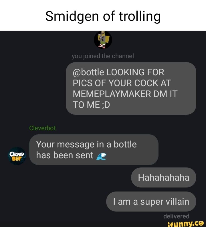 Smidgen of trolling at @bottle LOOKING FOR PICS OF YOUR COCK AT ...