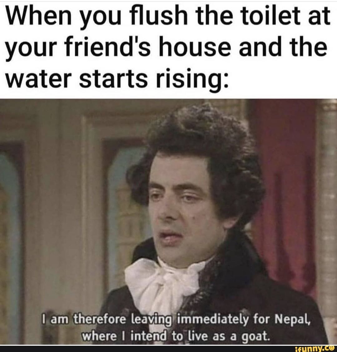 When You Flush The Toilet At Your Friends House And The Water Starts
