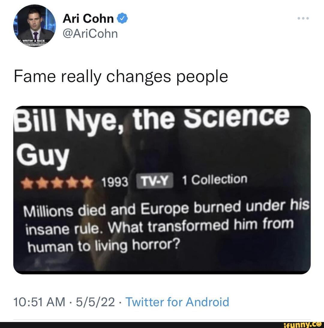 Fame really changes people Bill Nye, the Science Guy & & & & 1993 1 ...