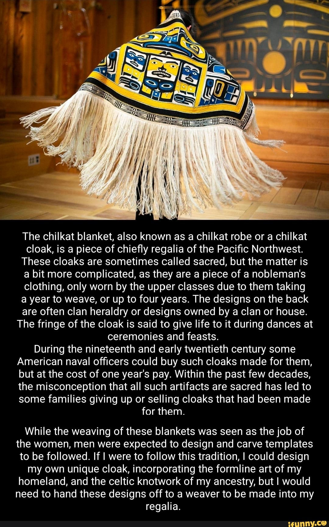 The chilkat blanket, also known as a chilkat robe or a chilkat cloak ...