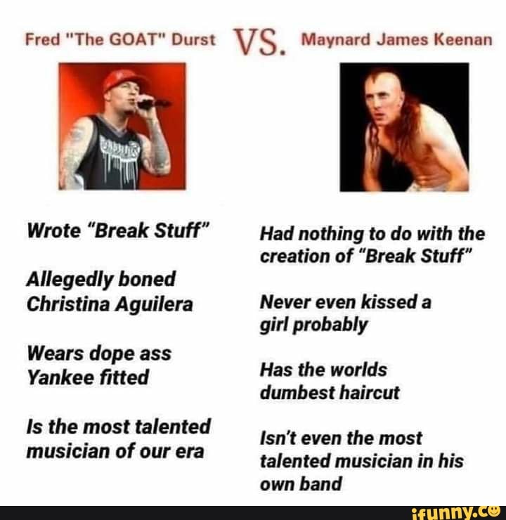 Fred "The GOAT" Durst VS Maynard James Keenan Wrote "Break Stuff" Had ...