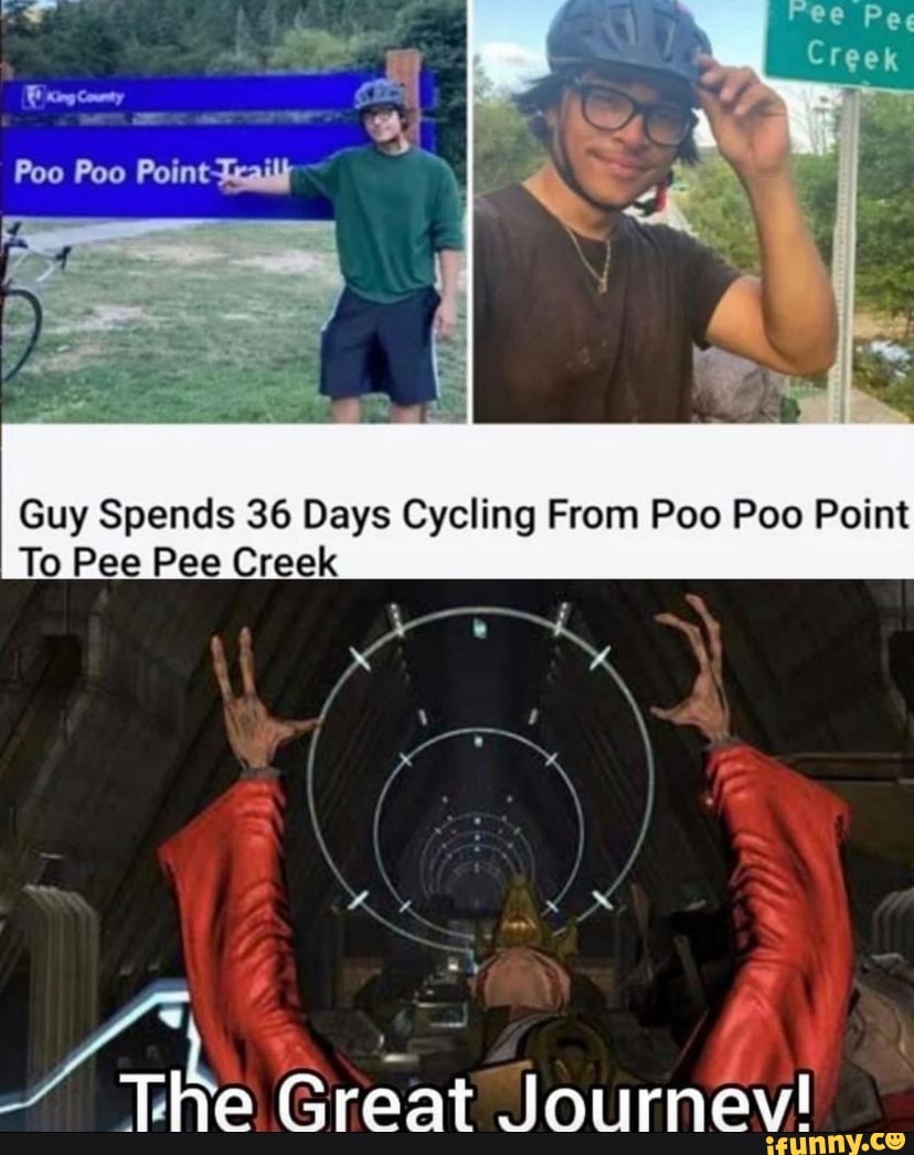 Poo Point Guy Spends 36 Days Cycling From Poo Poo Point To Pee Pee Creek of The Great Journddv ...