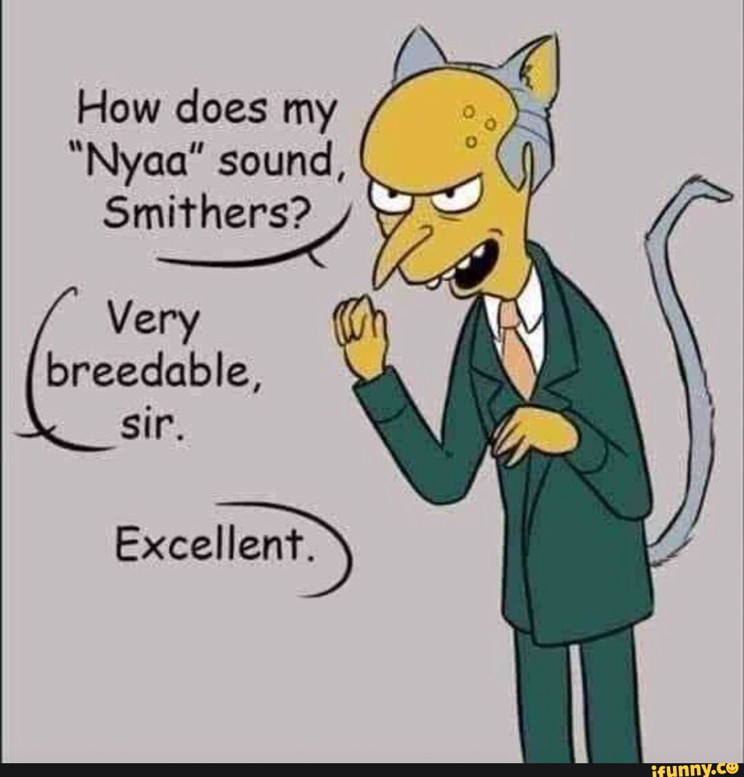 How does my "Nyaa" sound, Smithers? / Very breedable, sir. Excellent ...