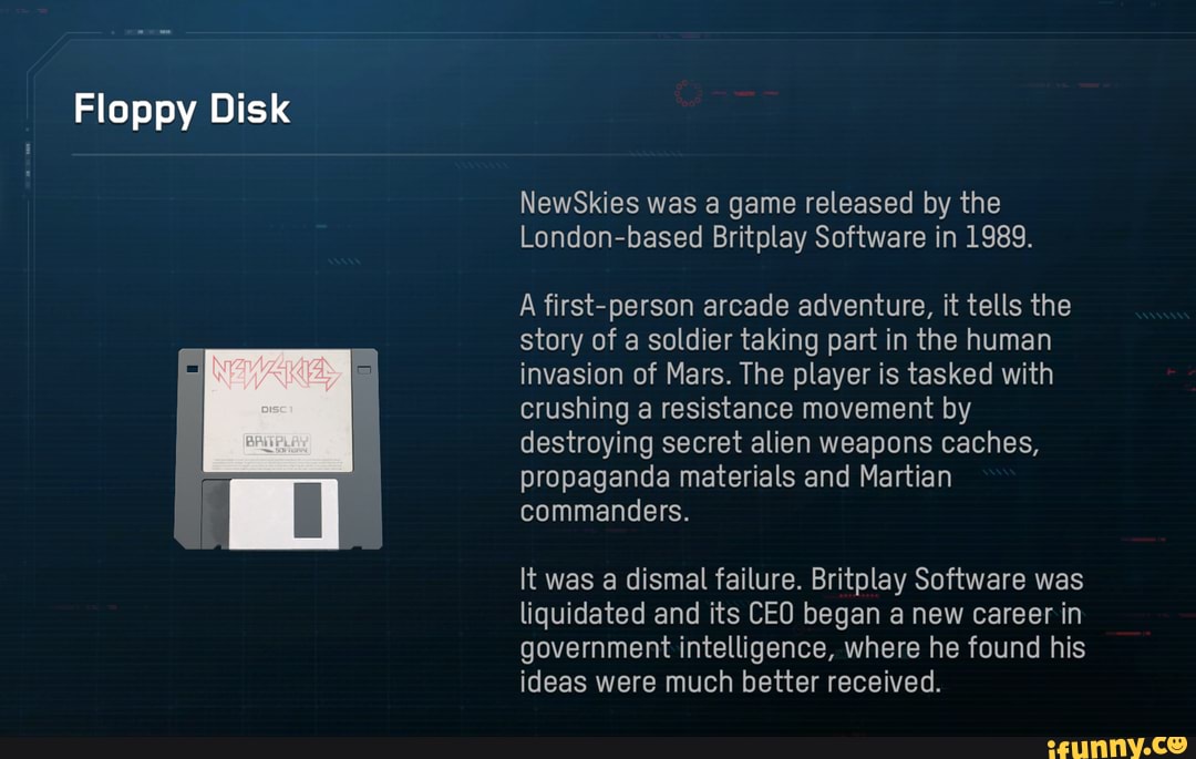 Floppy Disk NewSkies was a game released by the London-based Britplay ...