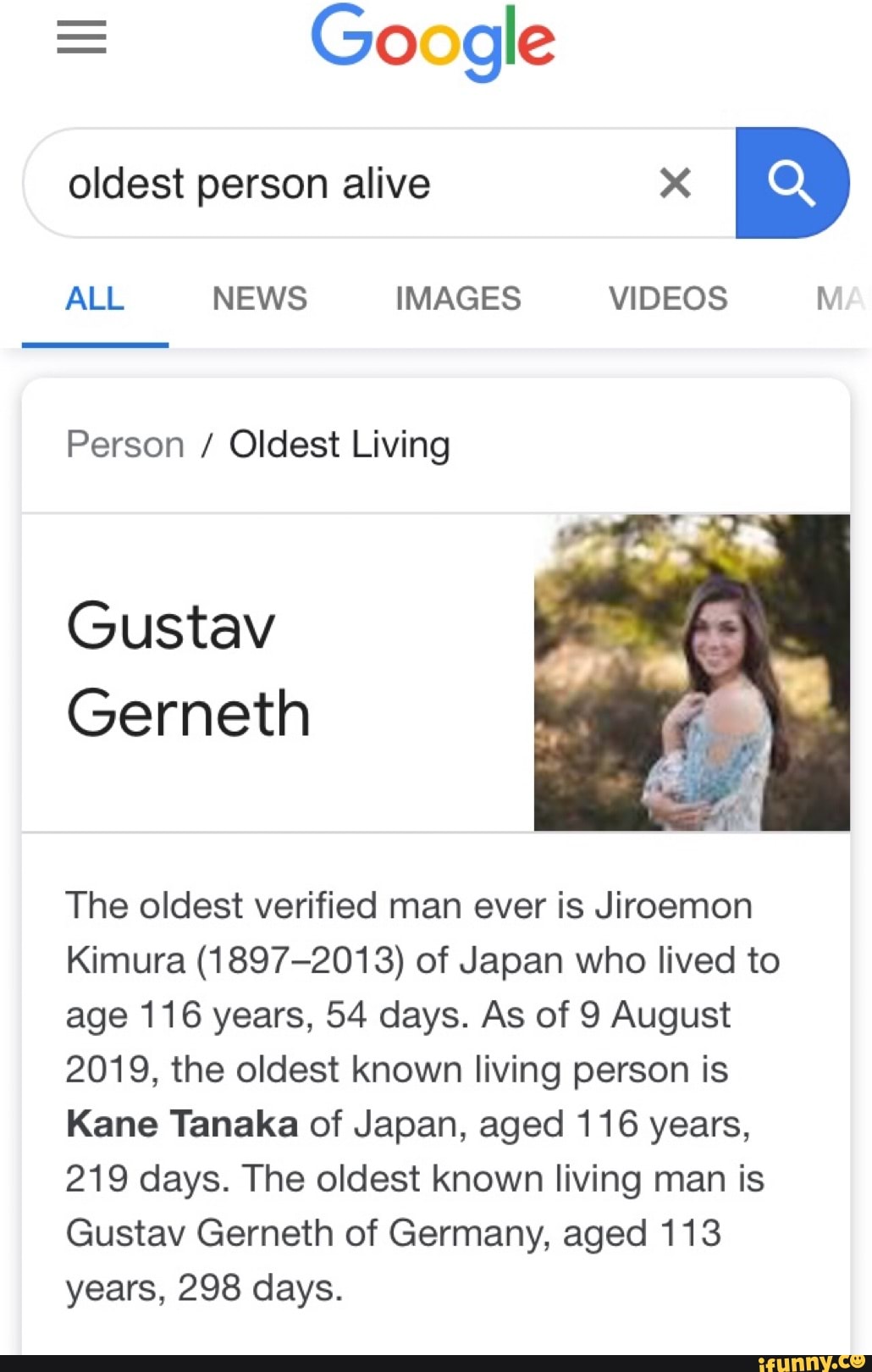Go gle oldest person alive )( B Person / Oldest Living Gustav Gerneth ...