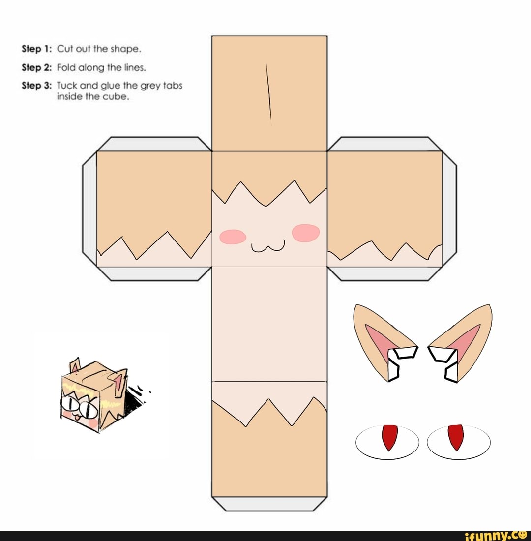 Step 1: Step 2: Step 3: Cut out the shape. Fold along the lines. Tuck ...