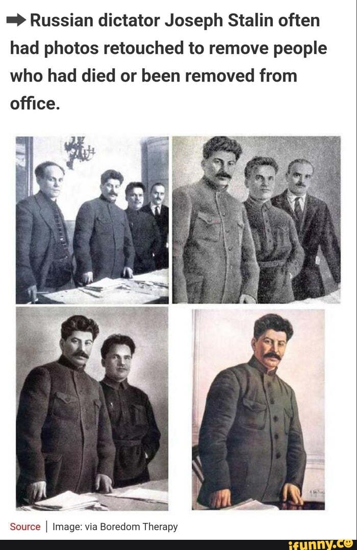 Russian dictator Joseph Stalin often had photos retouched to remove ...
