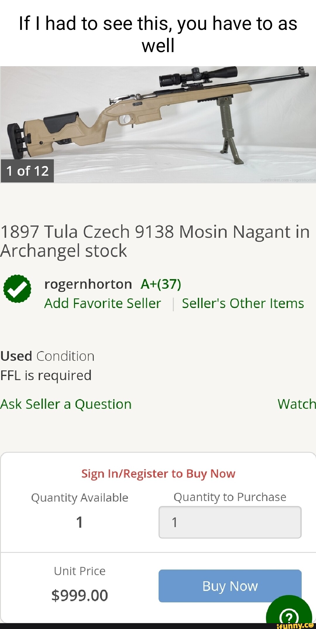 If I had to see this, you have to as well 1897 Tula Czech 9138 Mosin ...