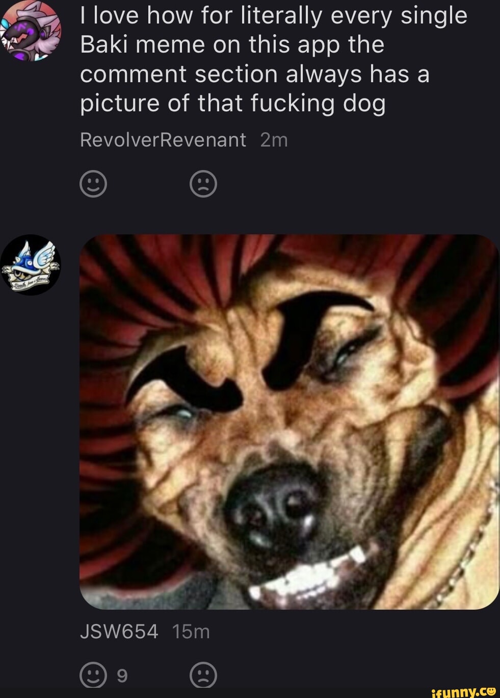 I love how for literally every single Baki meme on this app the comment ...