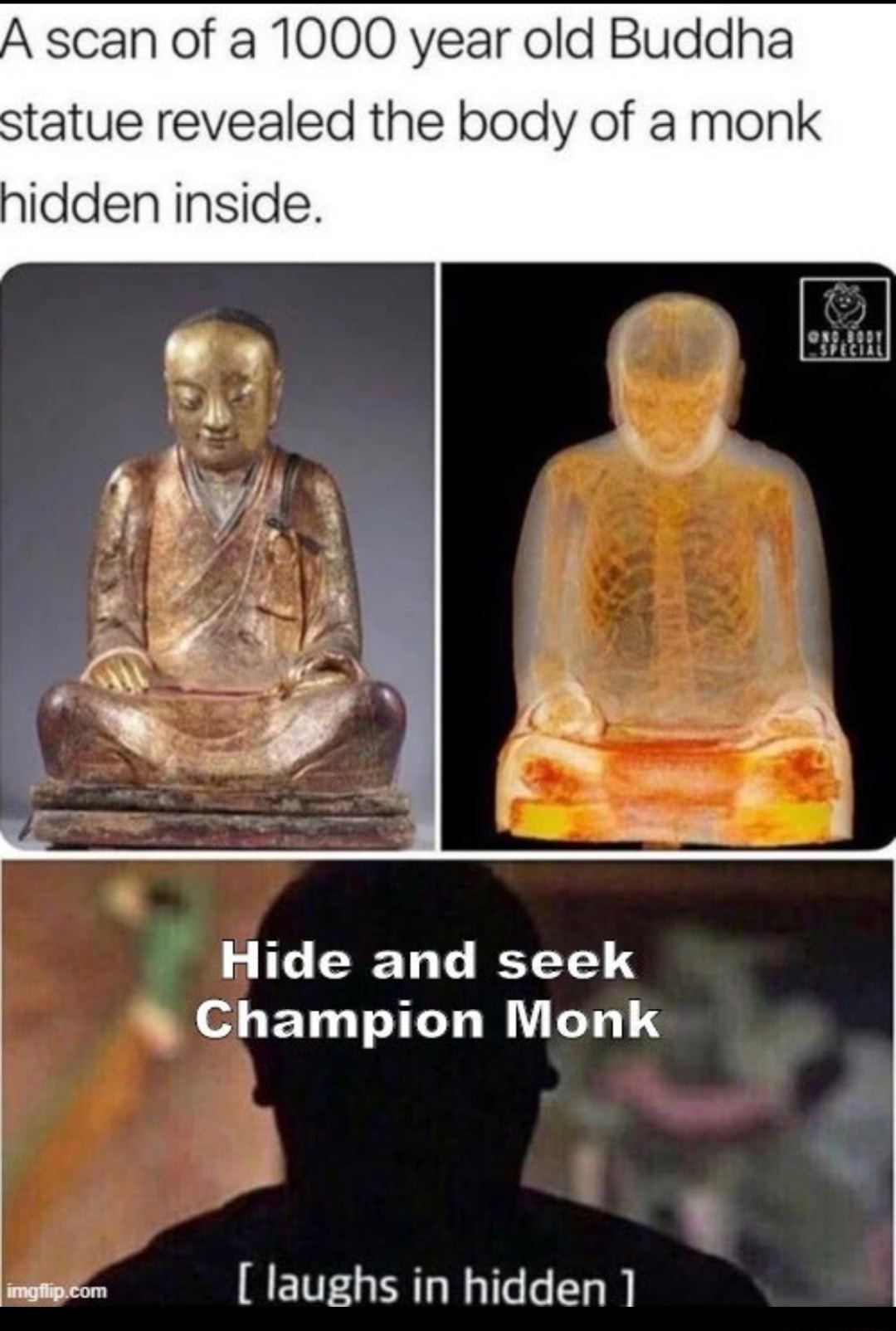A scan of a 1000 year old Buddha statue revealed the body of a monk ...