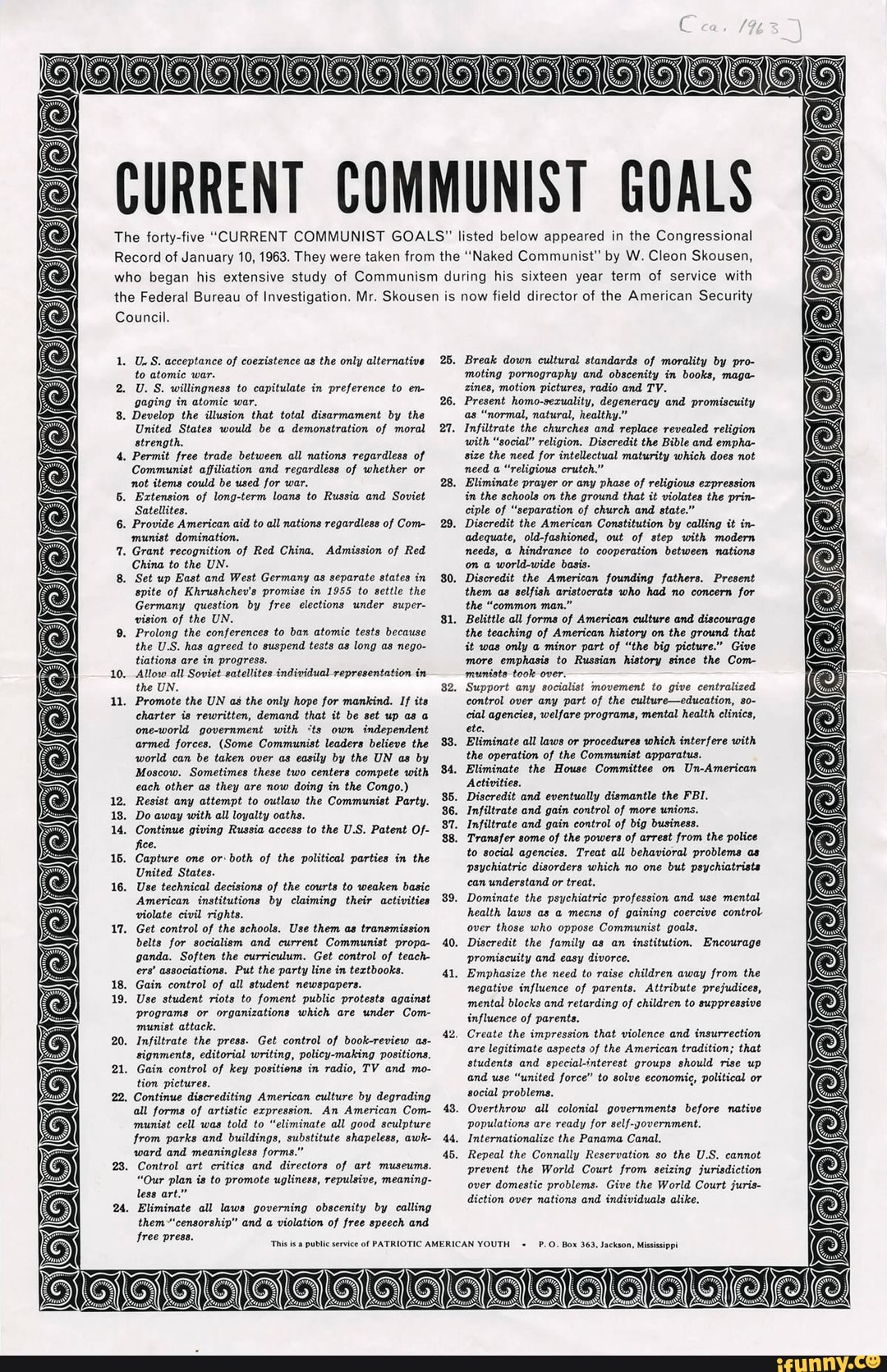 CURRENT COMMUNIST GOALS The forty-five "CURRENT COMMUNIST GOALS" listed ...