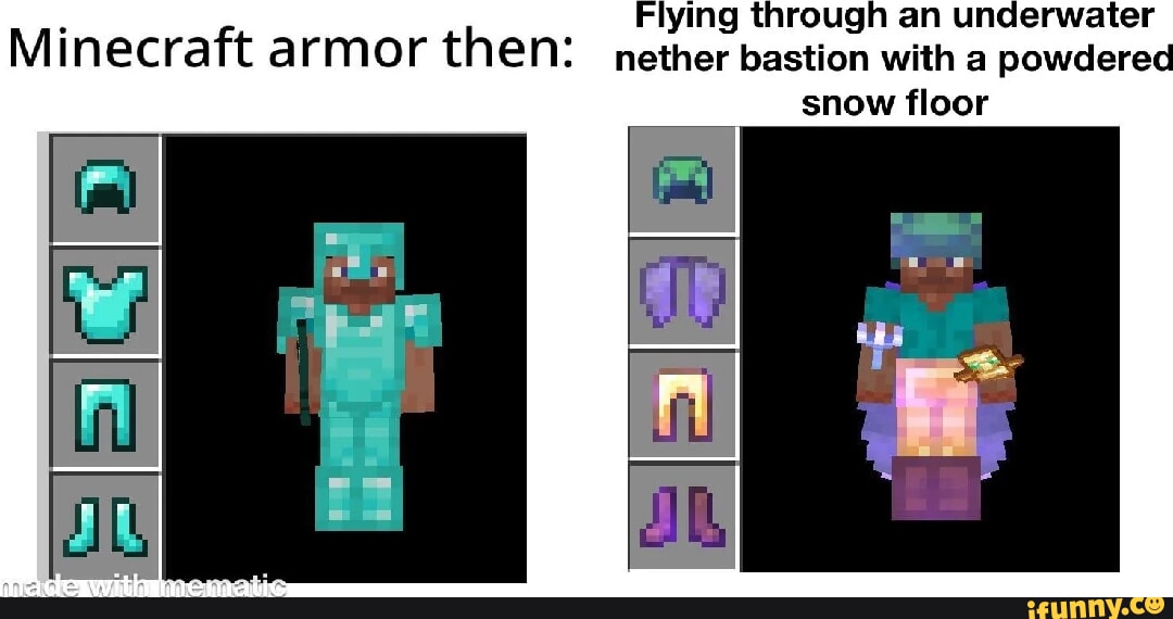 Flying through an underwater Minecraft armor then: nether bastion with ...