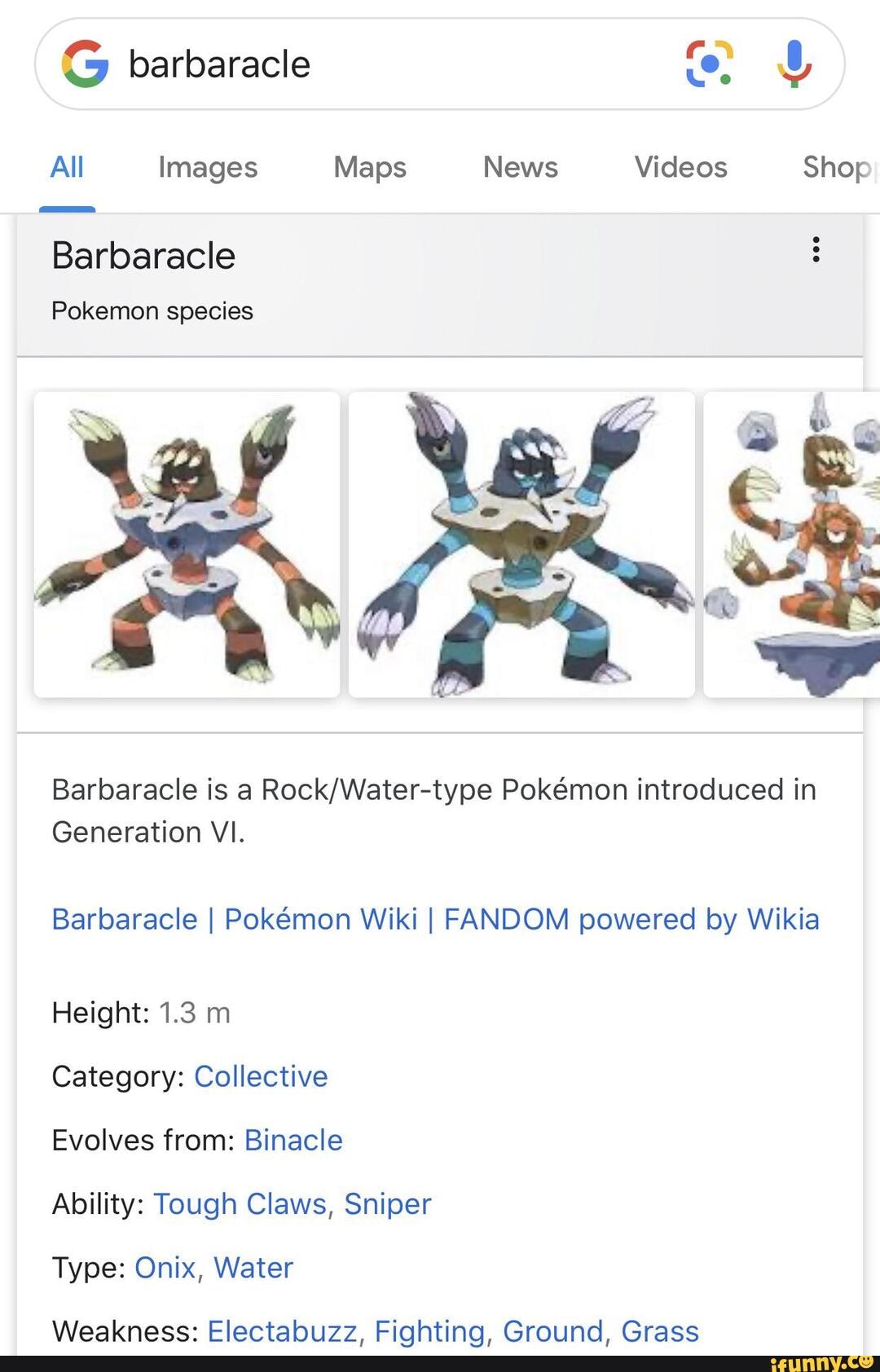 Barba racle Pokemon species Barbaracle is a Rock/Water-type Pokémon ...