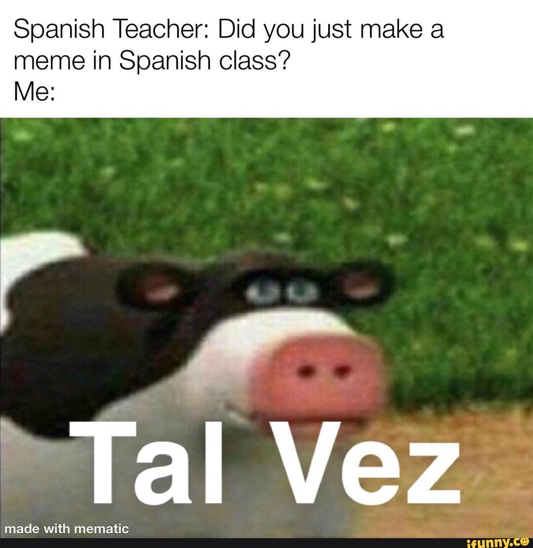 Spanish Teacher: Did you just make a meme in Spanish Class? Me: r Tal ...
