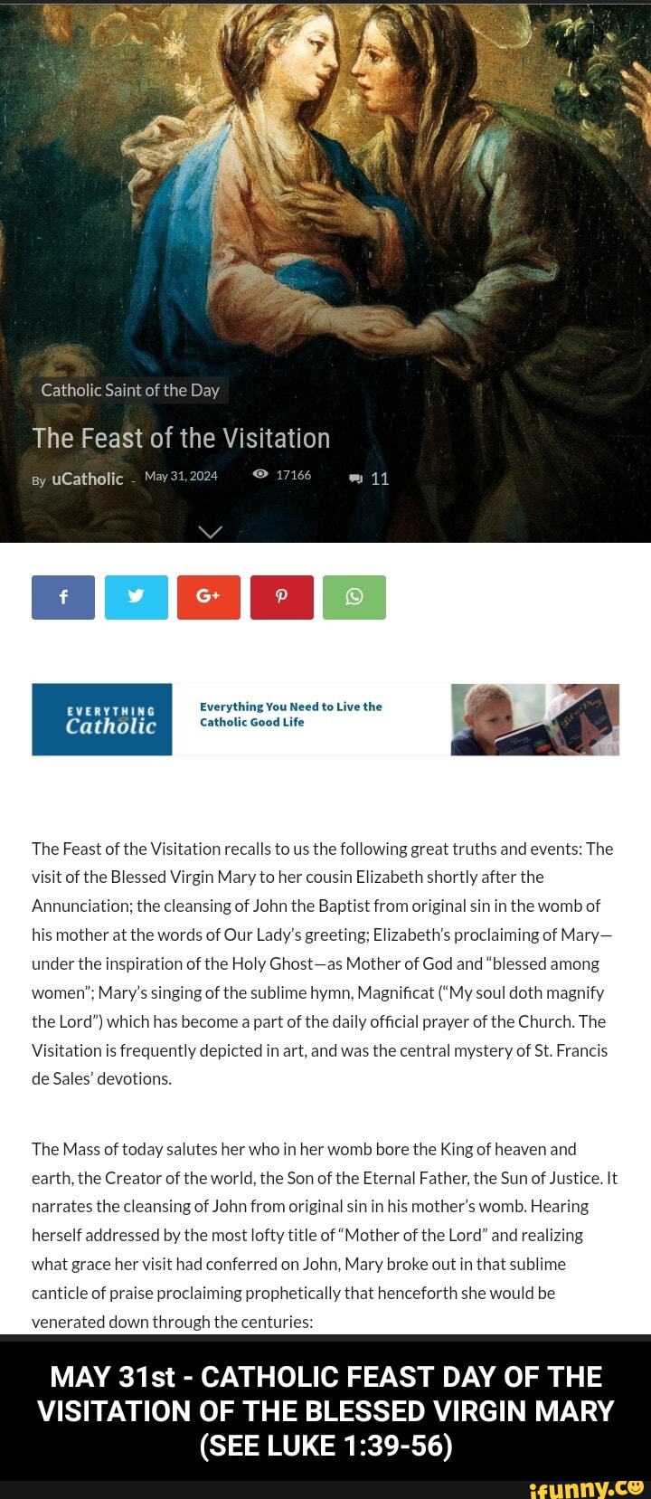 Catholic Saint of the Day The Feast of the Visitation uCatholic Ma ...