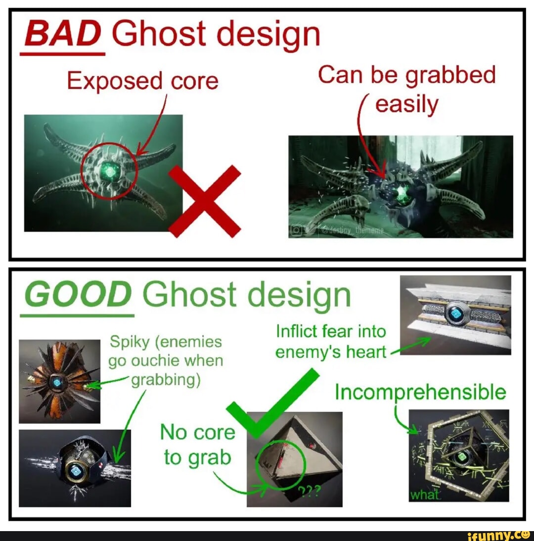 BAD Ghost design Exposed core Can be grabbed easily GOOD Ghost design ...