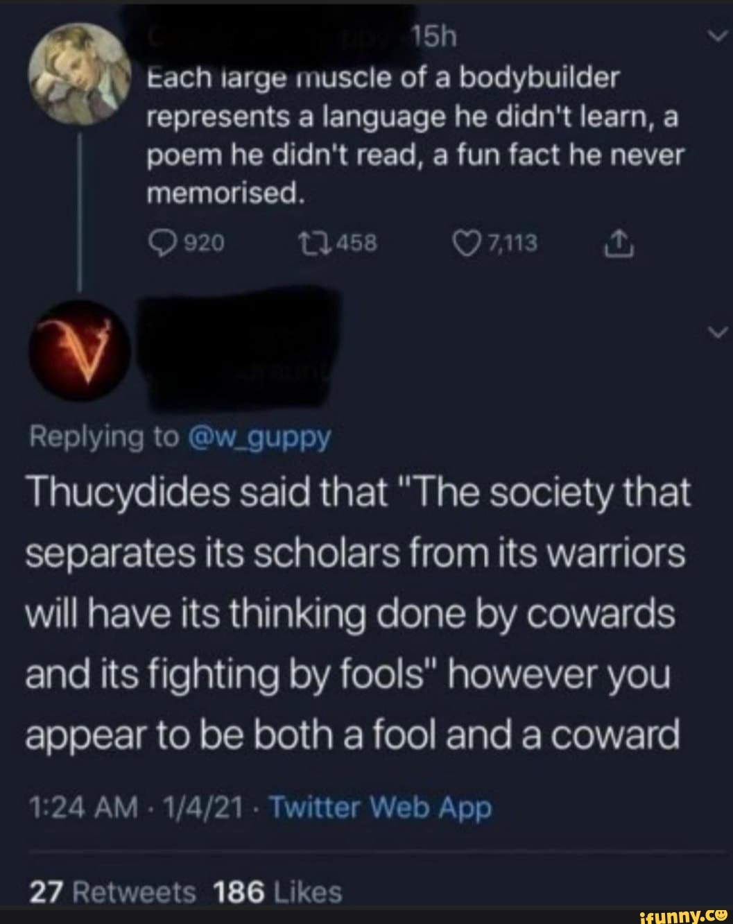 'Sh Each large muscle of a bodybuilder represents a language he didn't ...