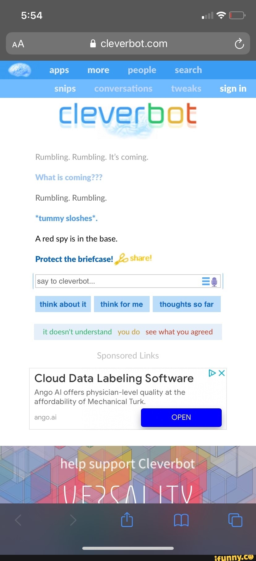 AA @ apps more people search snips conversations tweaks sign sign in clevero Rumbling. Rumbling ...