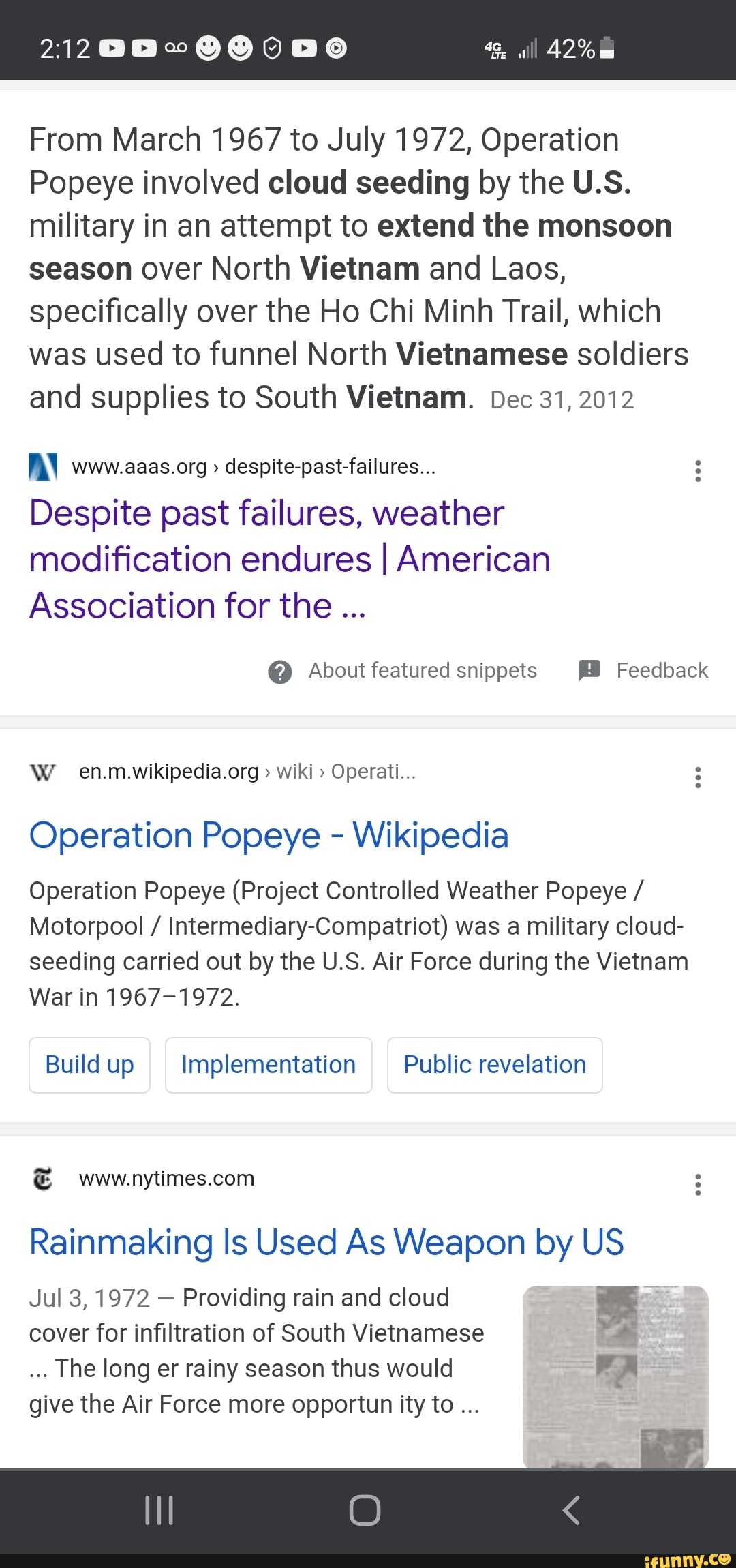 From March 1967 to July 1972, Operation Popeye involved cloud seeding ...