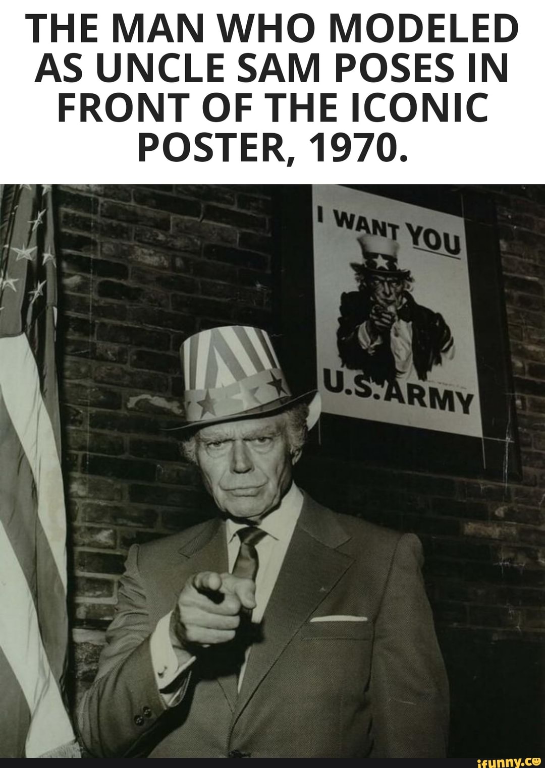 THE MAN WHO MODELED AS UNCLE SAM POSES IN FRONT OF THE ICONIC POSTER ...