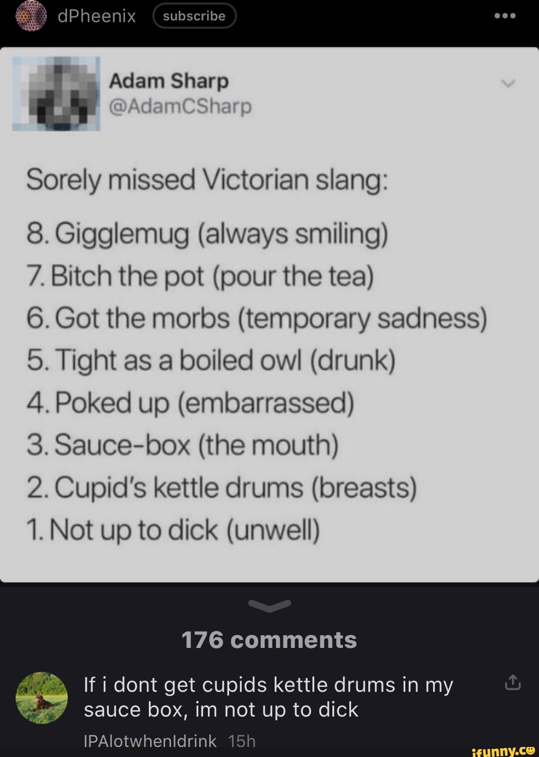 DPheenix subscribe dam Sharp Sorely missed Victorian slang: 8 ...