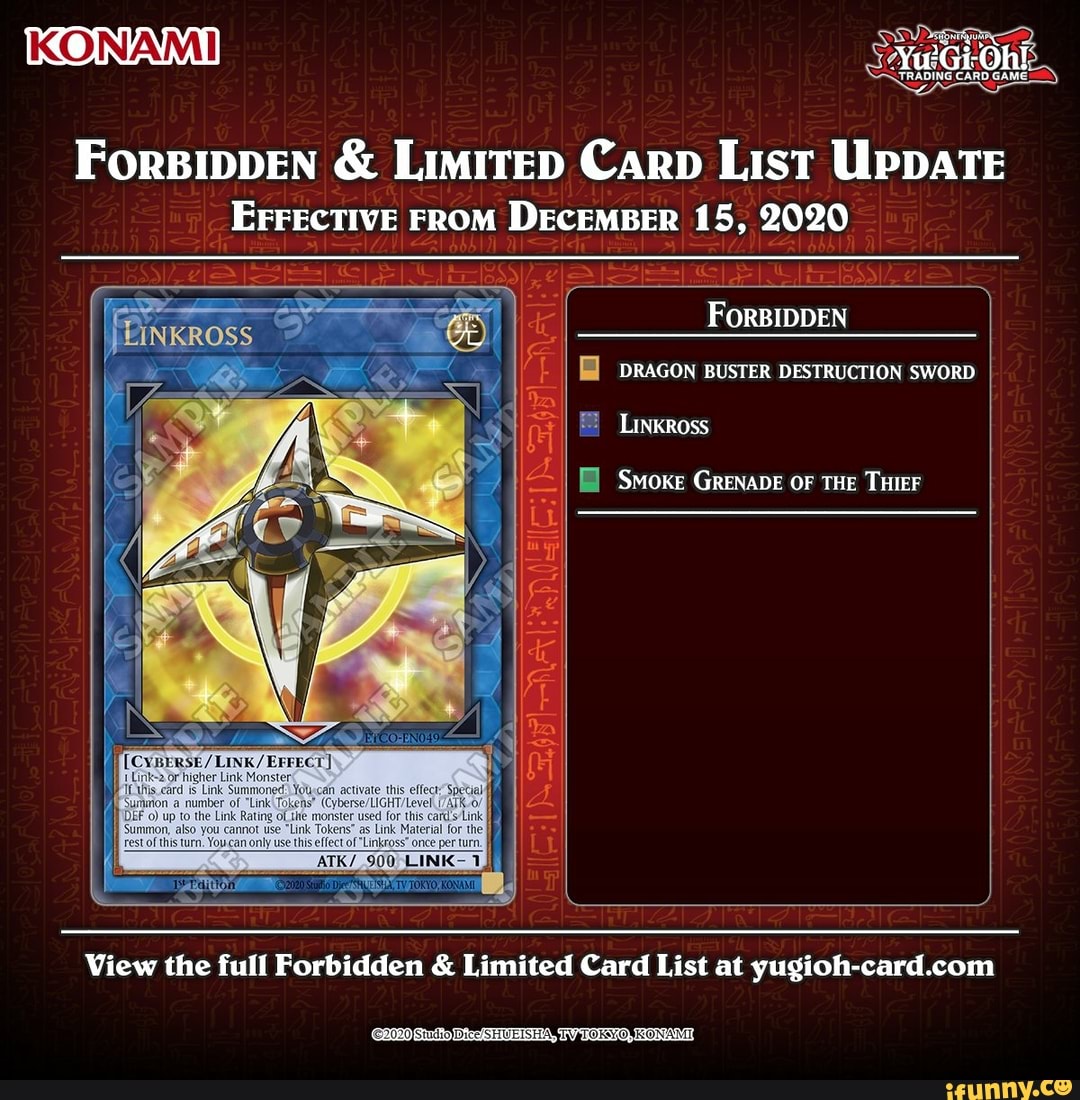 KONAMI ForBIDDEN & LIMITED Carp List UPDATE EFFECTIVE FROM DECEMBER 15 ...