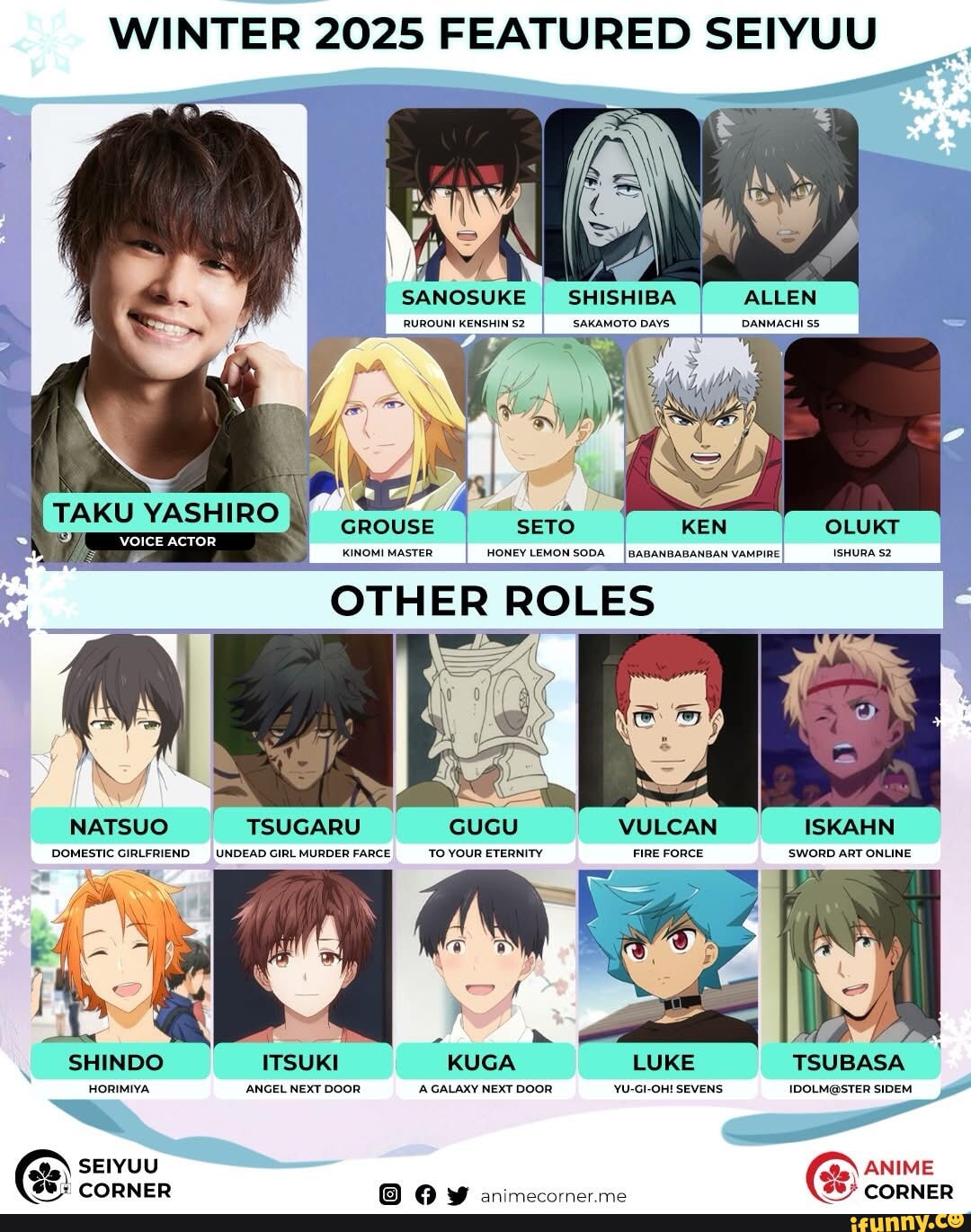 WINTER 2025 FEATURED SEIYUU SHISHIBA ALLEN SAKAMOTO DAYS. DANMACHI SS ...