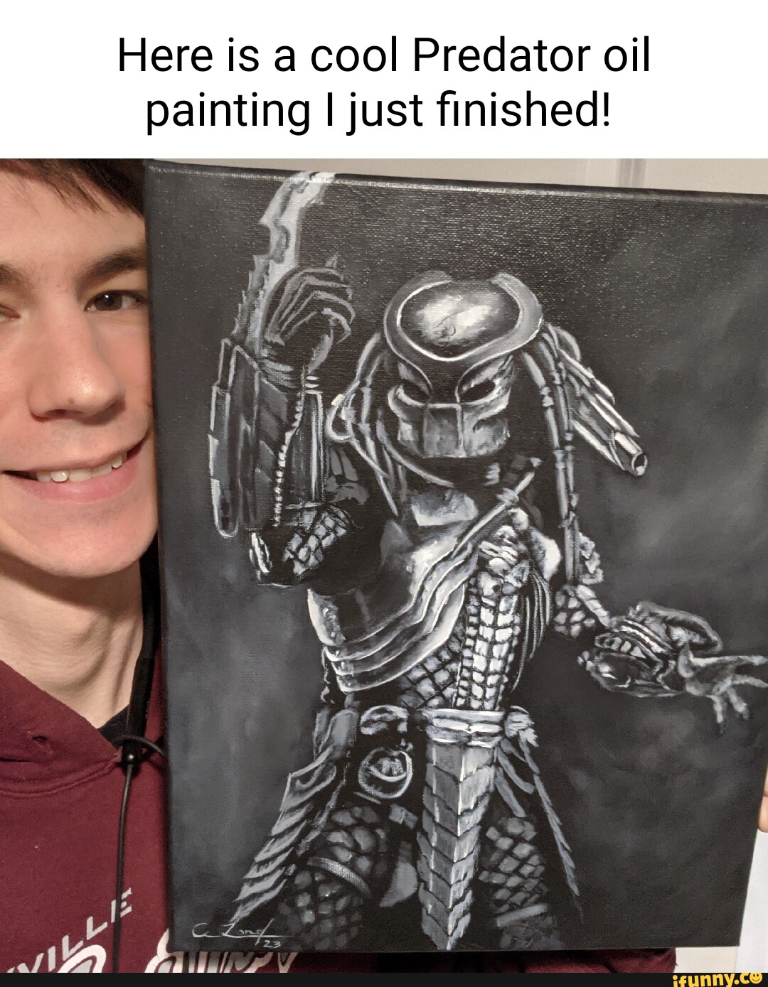 Here is cool Predator oil painting I just finished! - iFunny