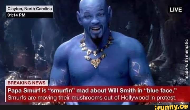 LIVE PM Papa Smurf is "smurfin" mad about Will Smith in "blue face ...