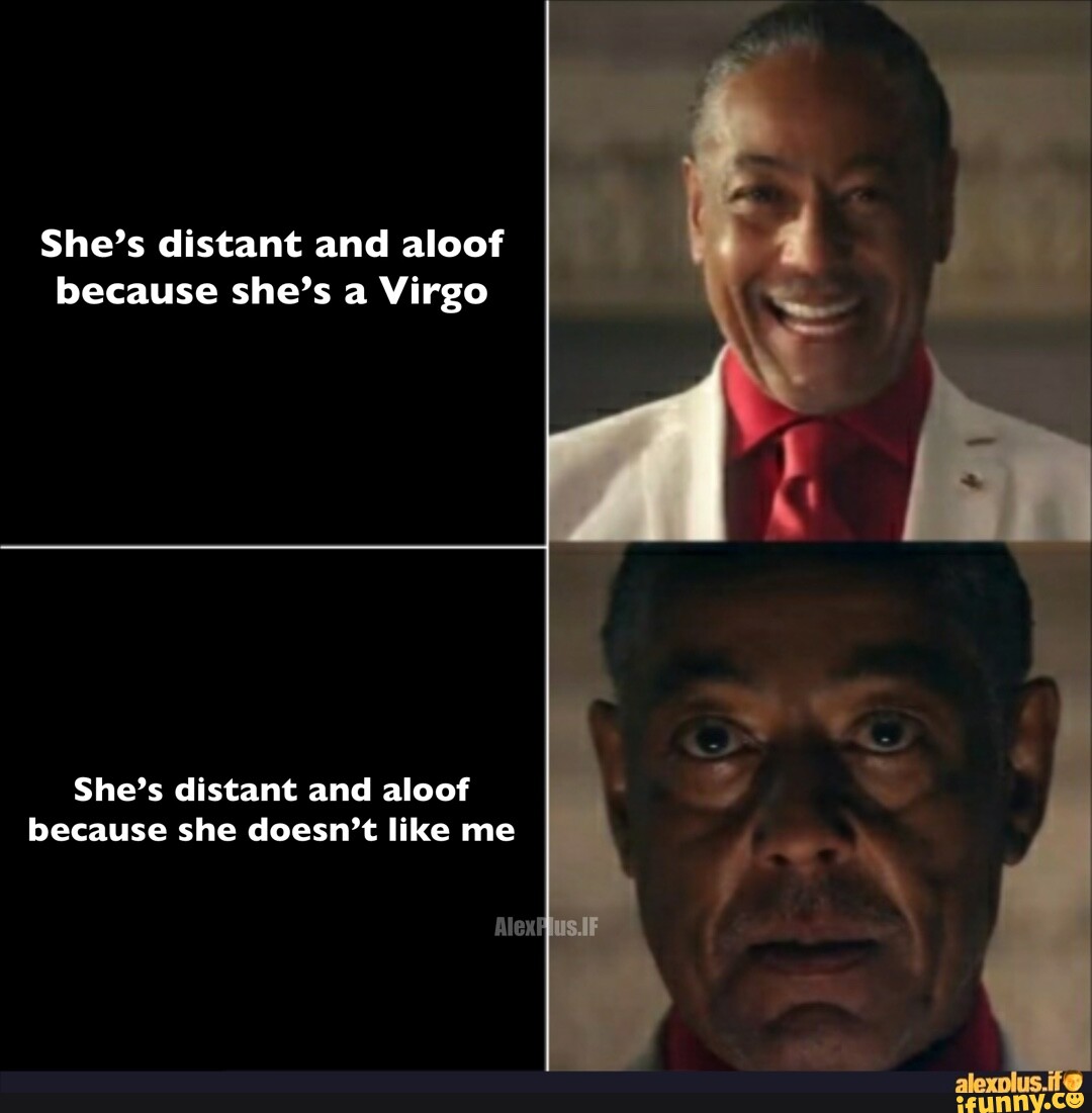 She's distant and aloof because she's a Virgo She's distant and aloof ...
