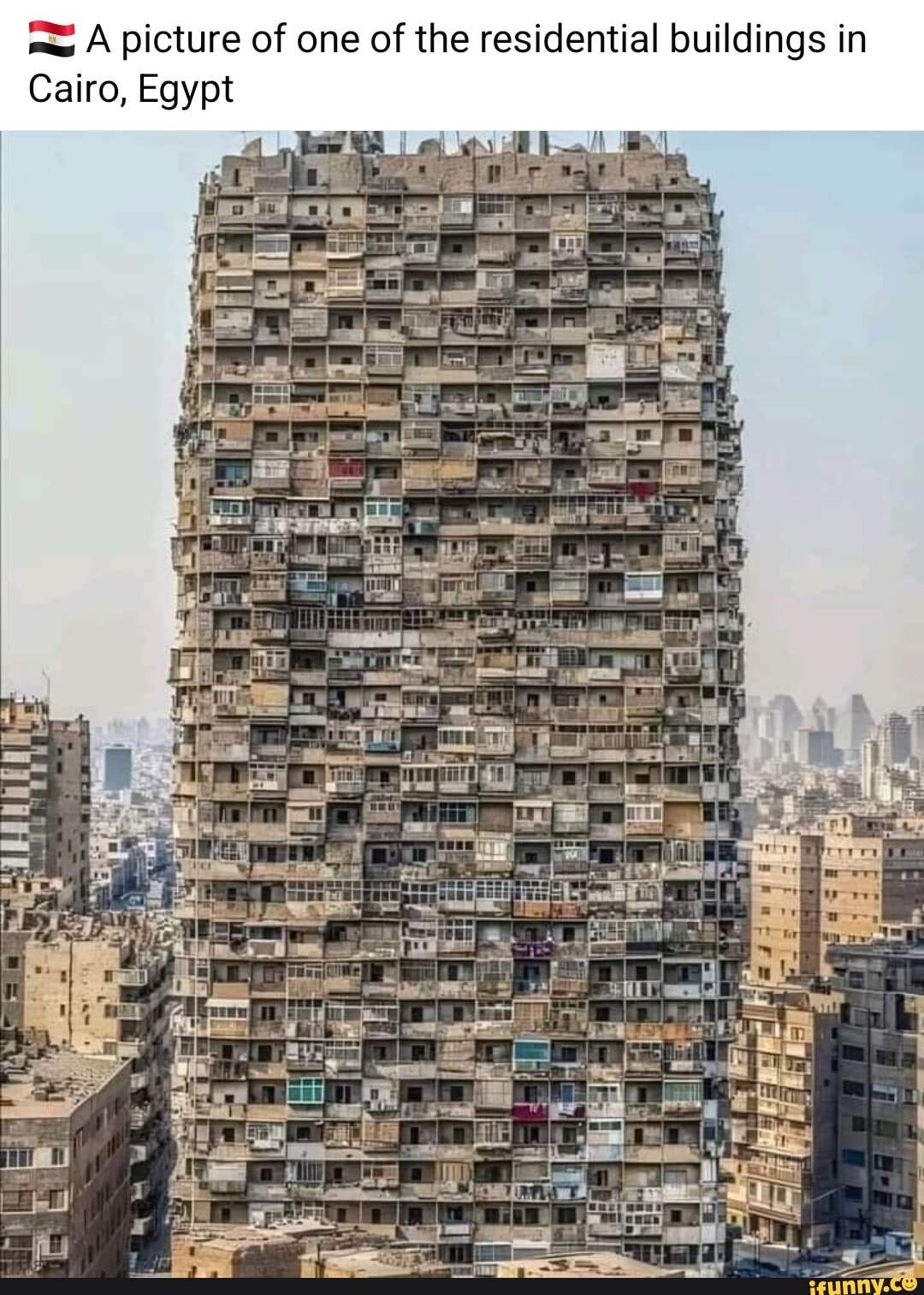 A picture of one of the residential buildings in Cairo, Egypt - iFunny