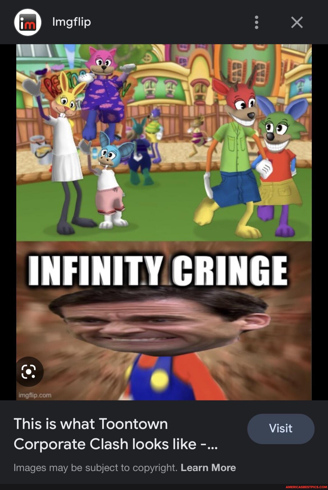 Imgflip INFINITY. CRINGE This is what Toontown Visit Corporate Clash looks like Images may be ...