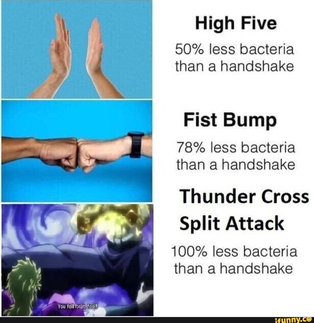 High Five 50% less bacteria than a handshake Fist Bump 78% less ...