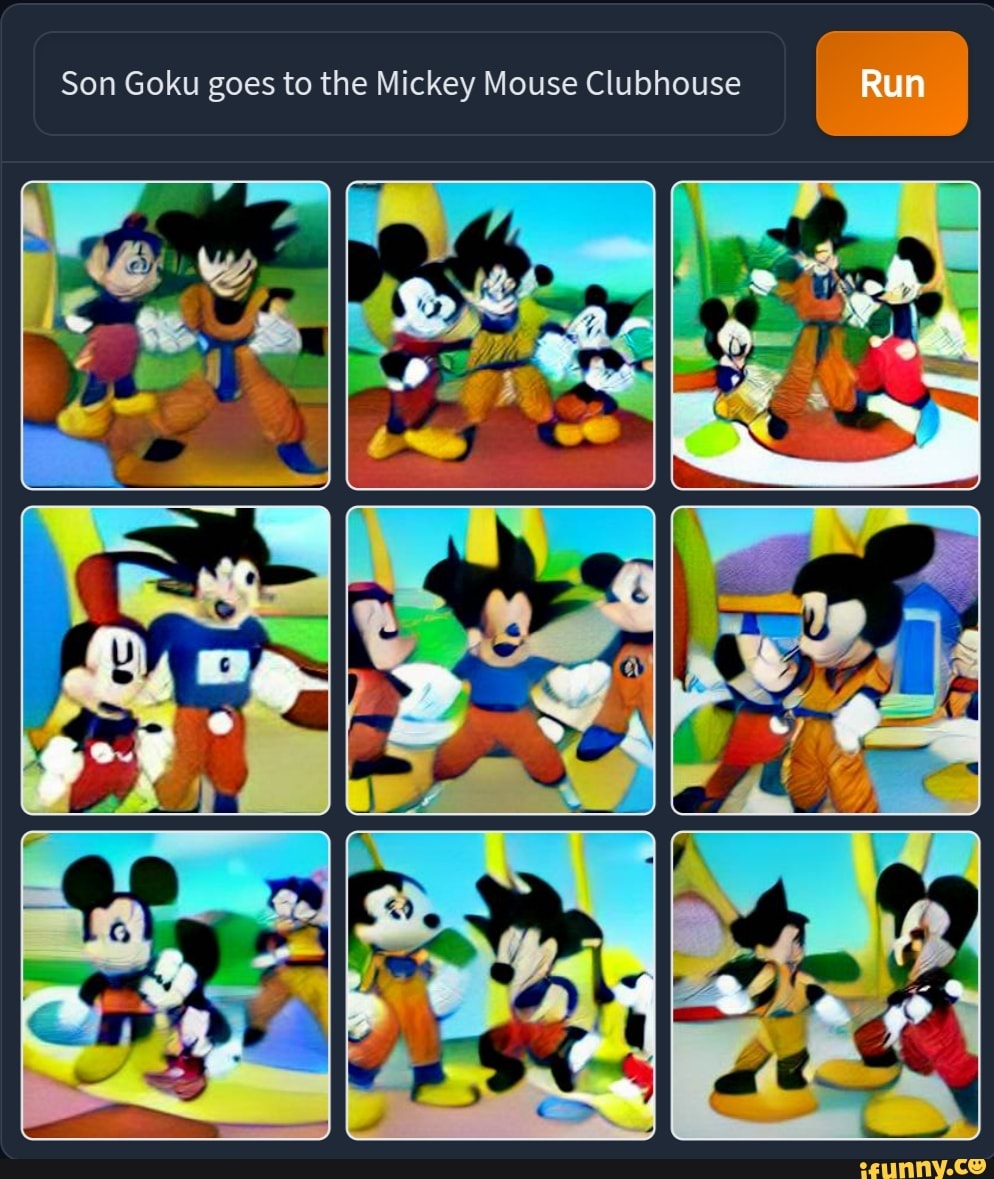 Son Goku goes to the Mickey Mouse Clubhouse Run we - iFunny
