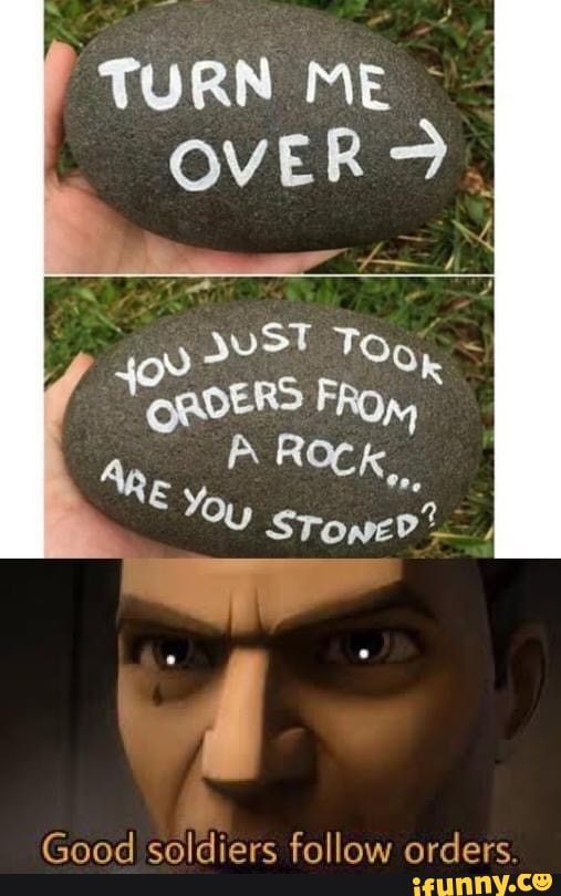 TURN ME OVER Good soldiers follow orders. - iFunny