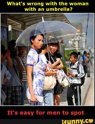 What's wrong with the woman with an umbrella? It's easy for men to spot ...