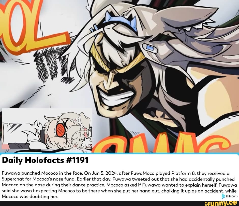 Daily Holofacts #119 Fuwawa punched Mococo in the face. On Jun 5, 2024 ...