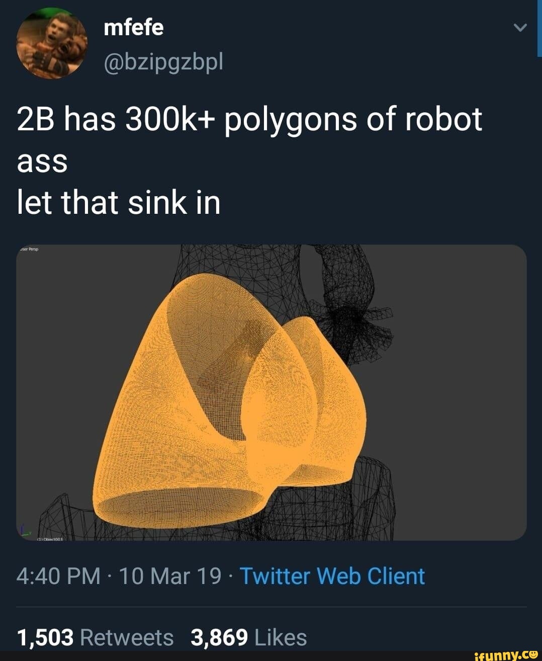 Mfefe @bzipgzbpl has 300k+ polygons of robot ass let that sink in PM ...