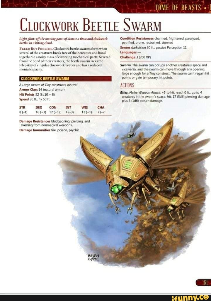 CLockwork BEETLE SWARM Light glints off the moving loud. parts of ...