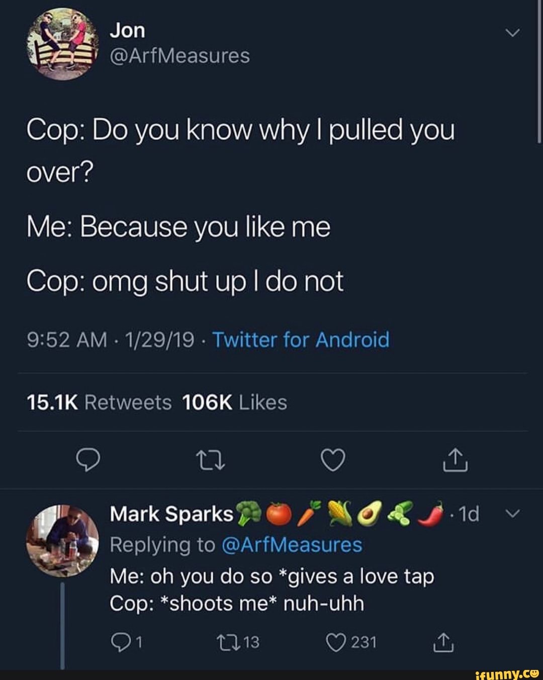 Cop Do You Know Why I Pulled You Over Me Because You Like Me Cop