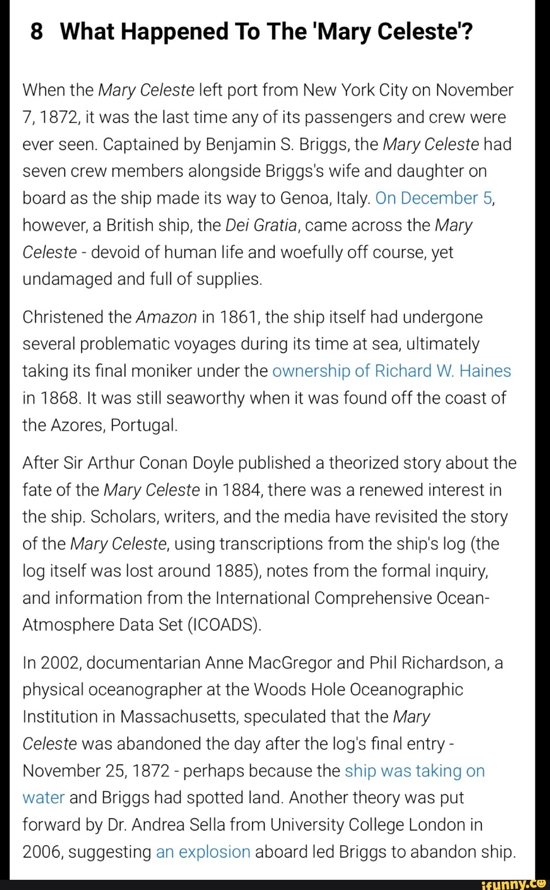 8 What Happened To The 'Mary Celeste'? When the Mary Celeste left port ...